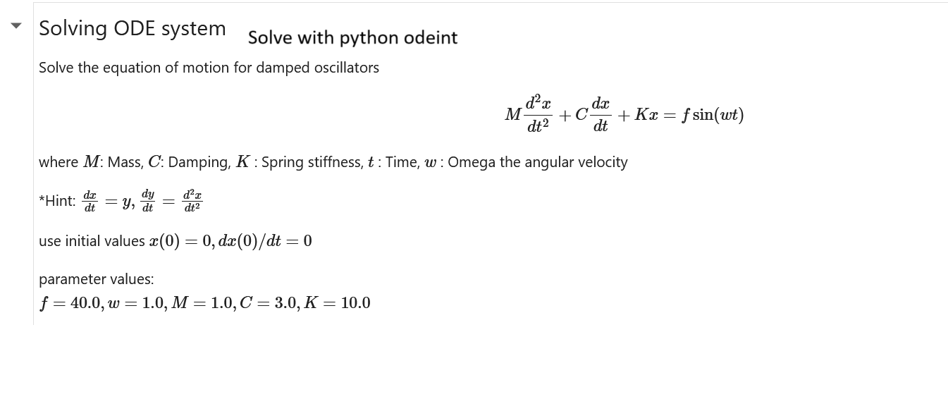 Solved Solving ODE systemSolve with python odeintSolve the | Chegg.com