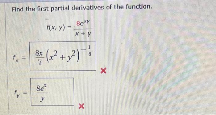 Solved Find the first partial derivatives of the function. | Chegg.com