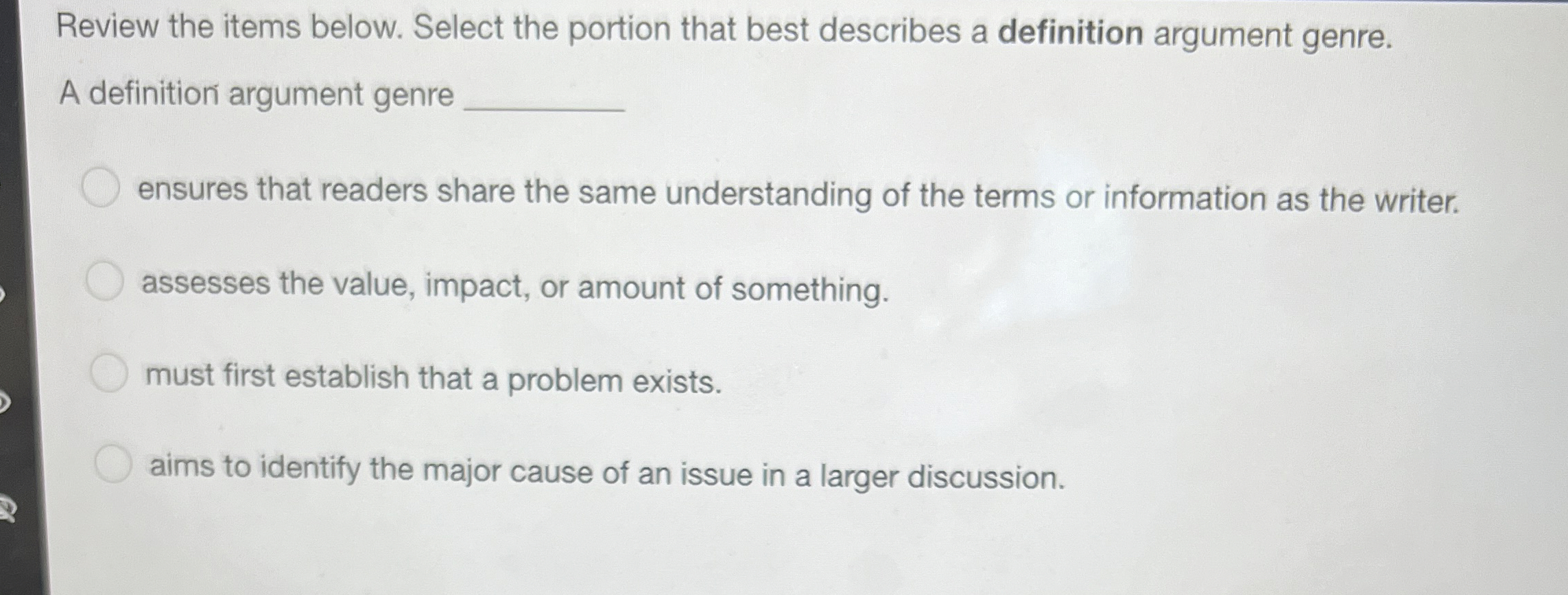 Solved Review the items below. Select the portion that best | Chegg.com