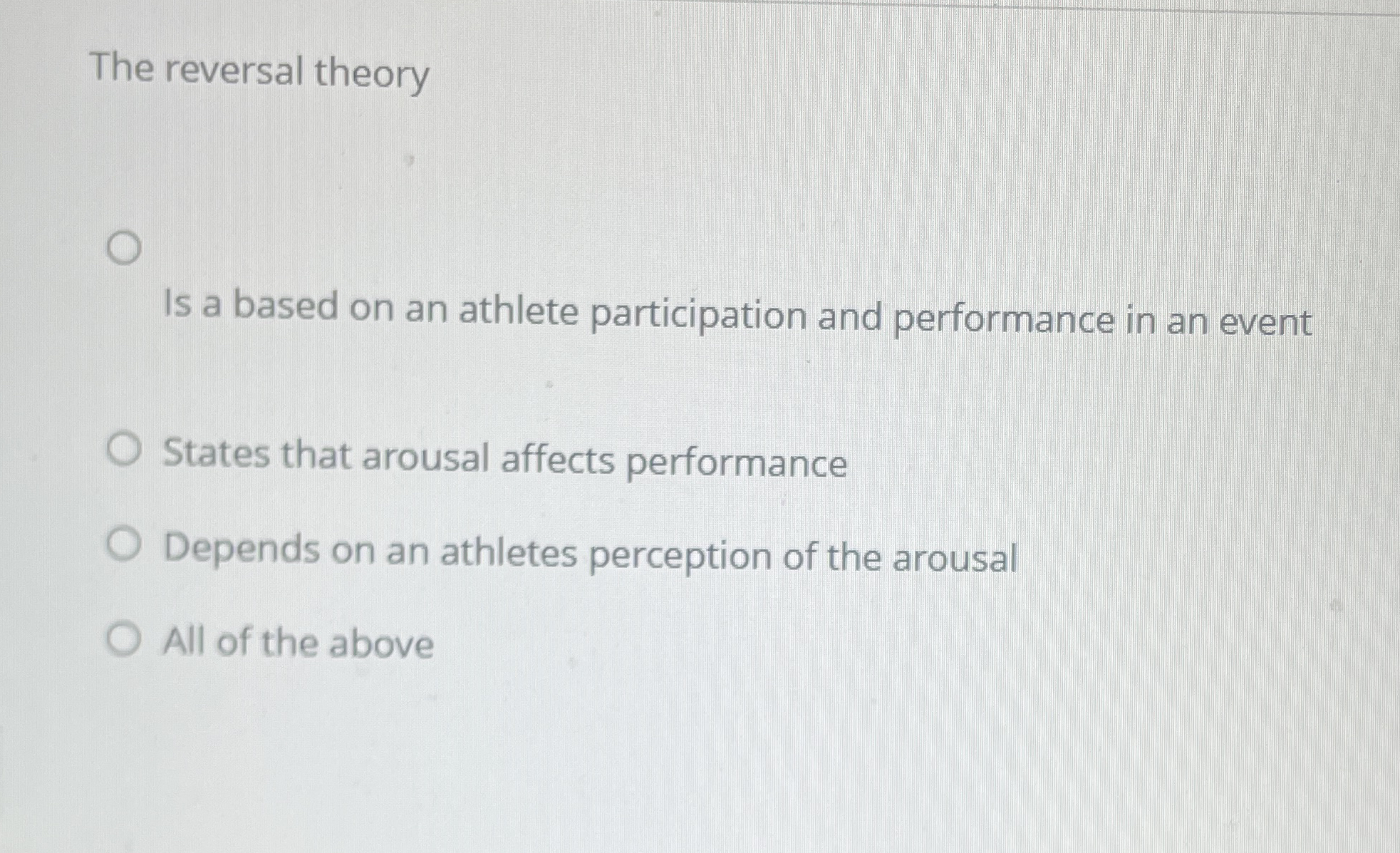 Solved The reversal theoryIs a based on an athlete | Chegg.com