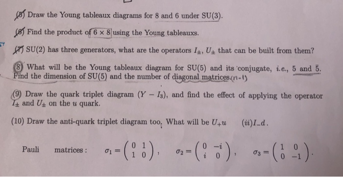 Solved (8) Draw the Young tableaux diagrams for 8 and 6 | Chegg.com