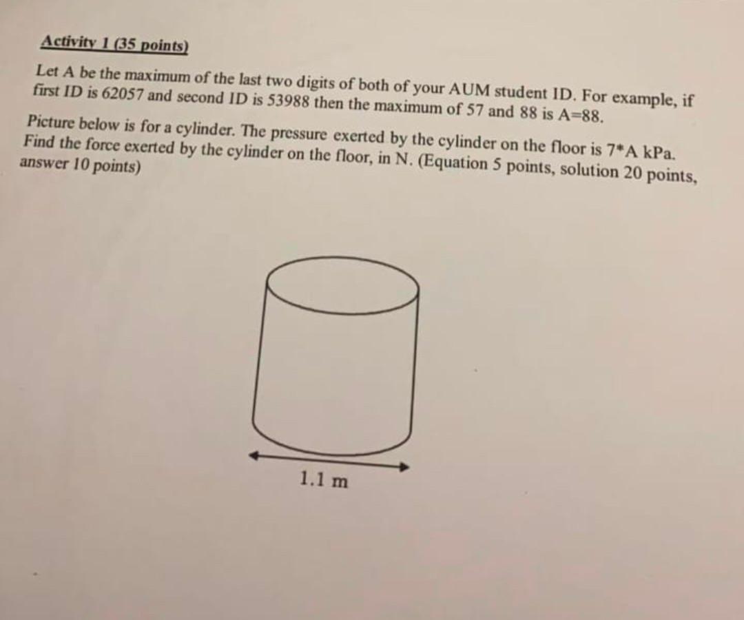 Solved Activity 1 (35 points) Let A be the maximum of the | Chegg.com