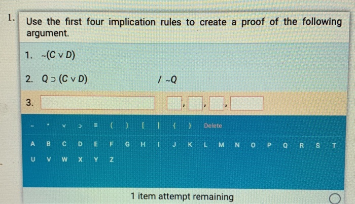 Solved Use the first four implication rules to create a | Chegg.com