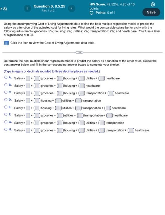 Solved Using The Accompanying Cost Of Living Adjustments Chegg