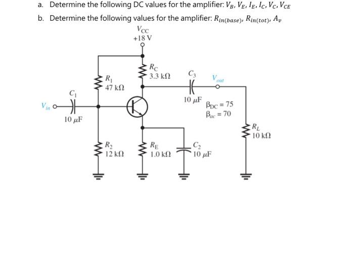Solved a. Determine the following DC values for the | Chegg.com
