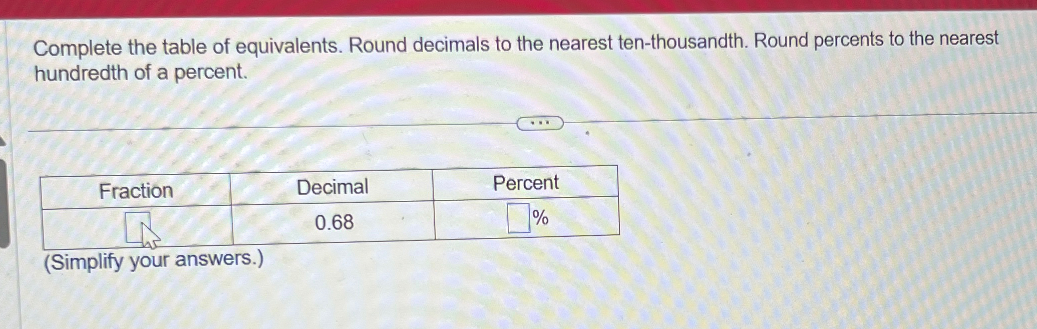 Solved Complete the table of equivalents. Round decimals to | Chegg.com