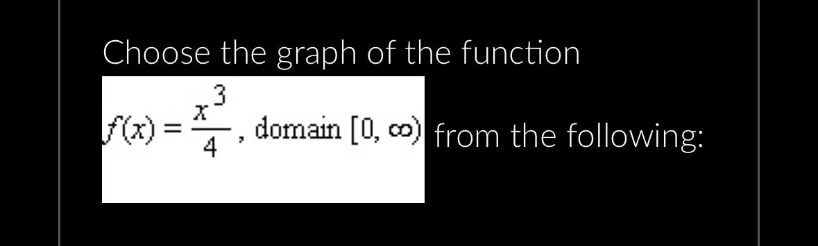 Solved Choose the graph of the function f(x)=x34, ﻿domain | Chegg.com