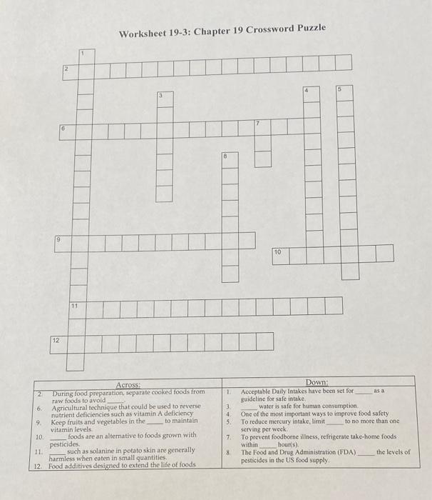 Solved Worksheet 19-3: Chapter 19 Crossword Puzzle 1 3 B 9 | Chegg.com
