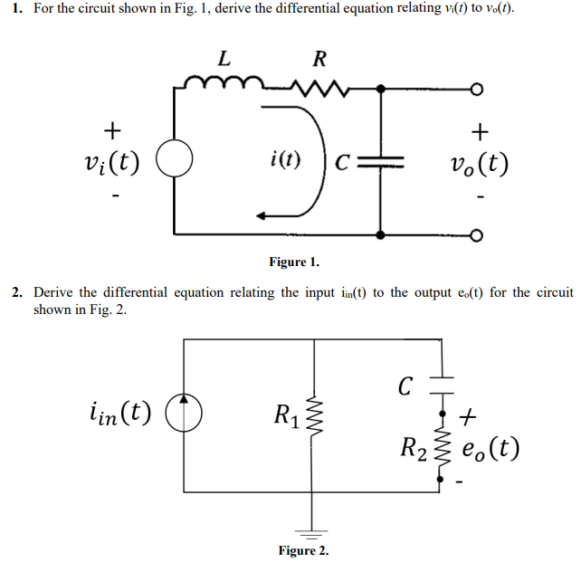 Solved For the circuit shown in Fig. 1 , ﻿derive the | Chegg.com