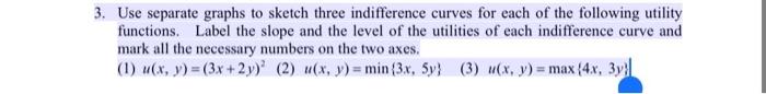 Solved Use separate graphs to sketch three indifference | Chegg.com