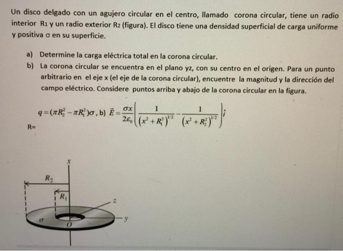 Solved Un disco delgado con un agujero circular en el | Chegg.com
