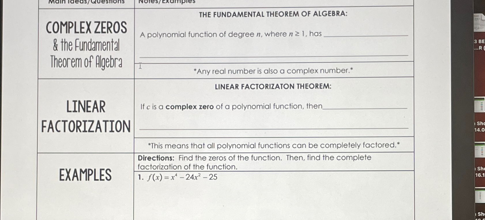 Solved THE FUNDAMENTAL THEOREM OF ALGEBRA:COMPLEXZEROS & the | Chegg.com