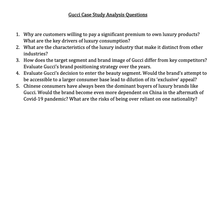 Solved Gucci Case Study Analysis Questions FROM GUCCI: | Chegg.com