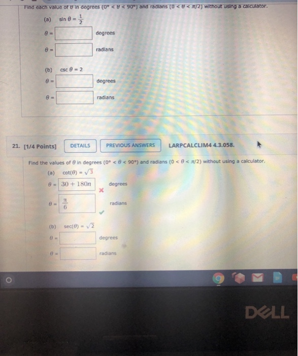 Solved Find each value of in degrees (0"