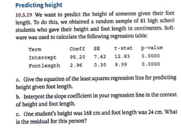 Solved Predicting height 10.5.19 We want to predict the | Chegg.com
