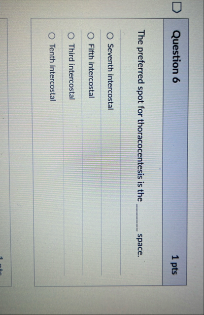 Solved Question 61 ﻿ptsThe preferred spot for | Chegg.com