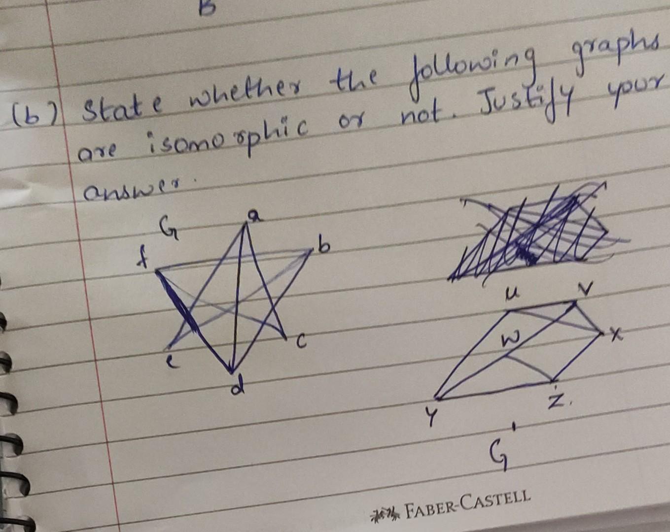 Solved (b) State whether the following graphs are isomorphic | Chegg.com