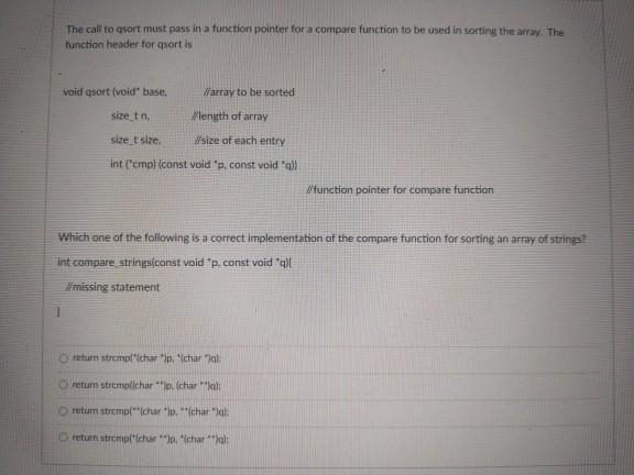 Solved The Call To Sort Must Pass In A Function Pointer For