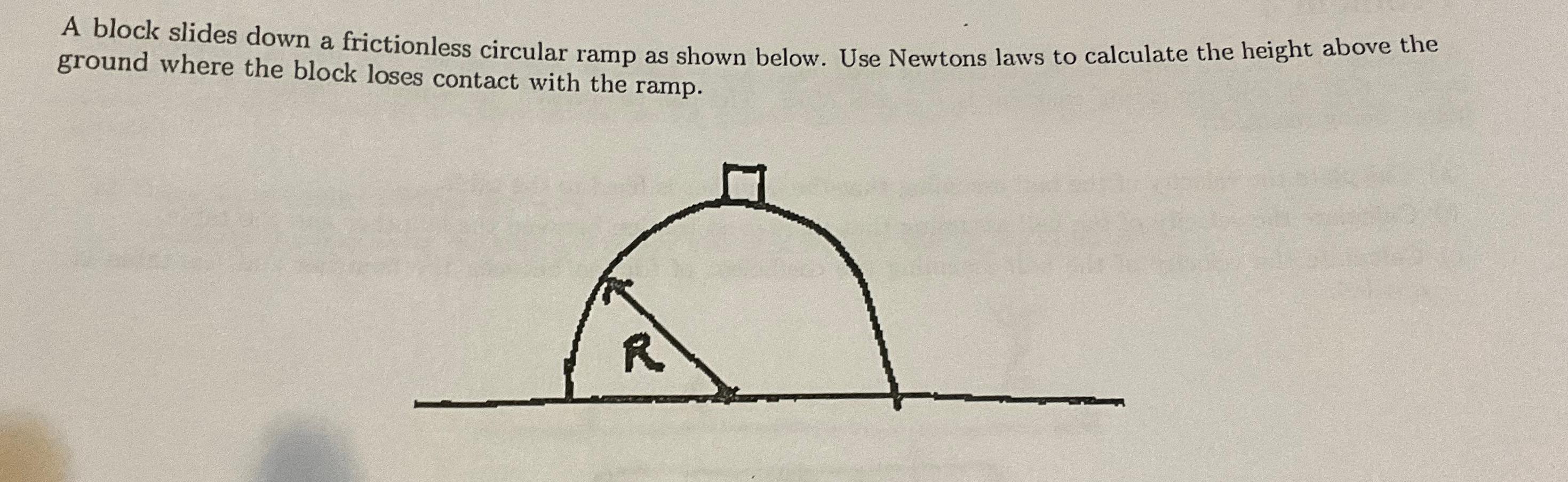 Solved A block slides down a frictionless circular ramp as | Chegg.com