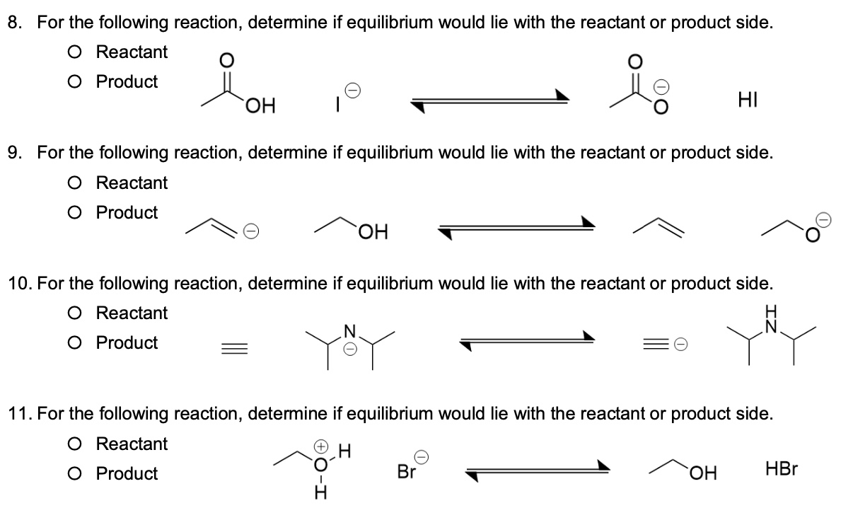 Solved For the following reaction, determine if equilibrium | Chegg.com