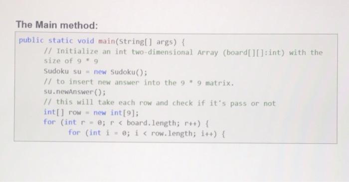 Solved Sudoku • Create a Constructor and Initialize an int | Chegg.com