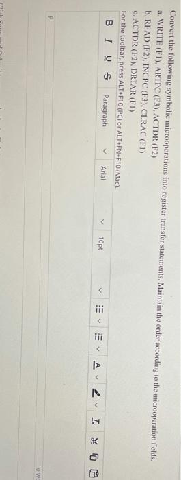Solved Convert the following symbolic microoperations into | Chegg.com