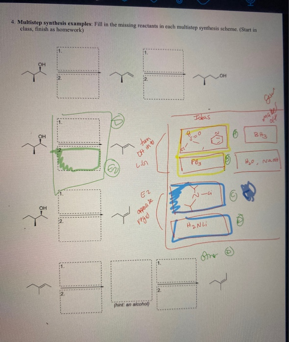 Solved 4. Multistep synthesis examples: Fill in the missing | Chegg.com