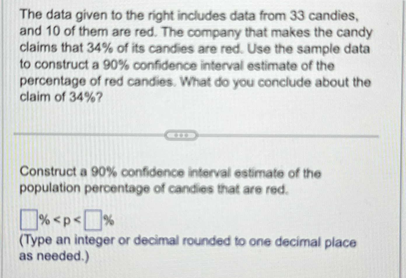 The data given to the right includes data from 33 | Chegg.com