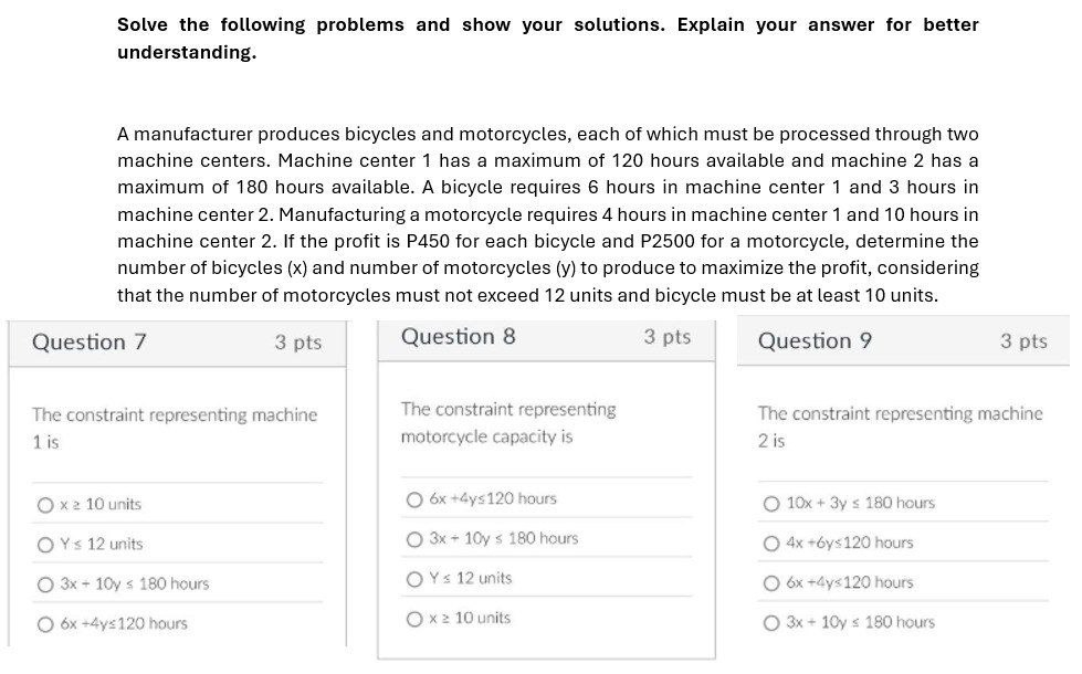 Solved Solve the following problems and show your solutions. | Chegg.com