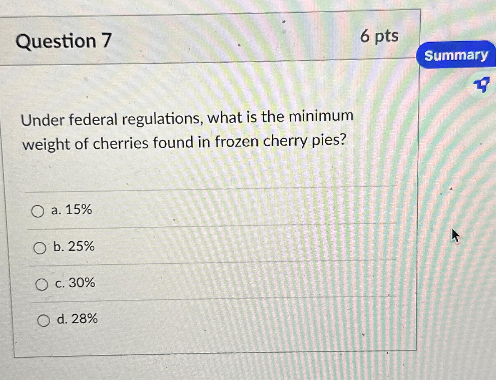 Solved Question 76 ﻿ptsSummaryUnder federal regulations, | Chegg.com