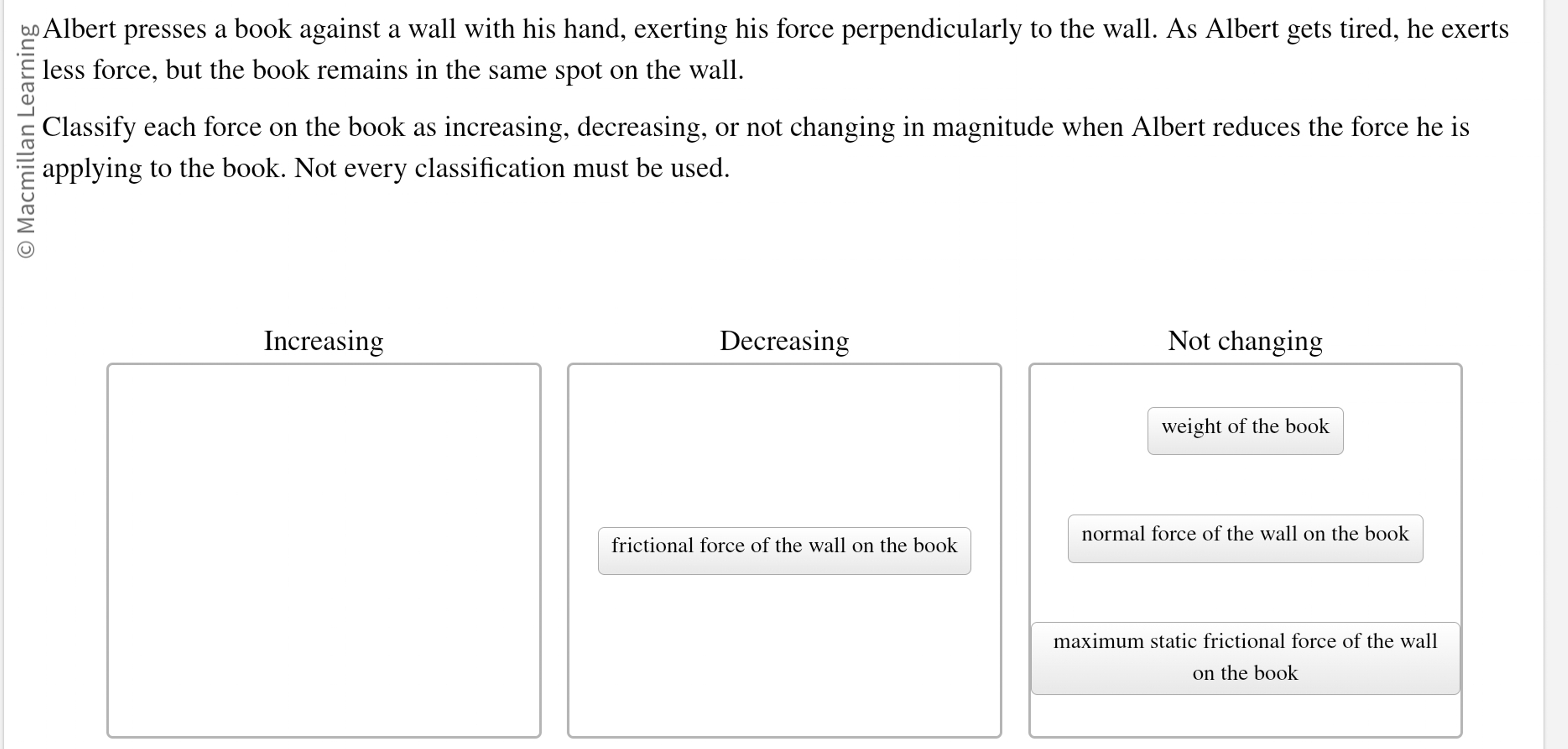 Solved ?∞0 ﻿Albert presses a book against a wall with his | Chegg.com