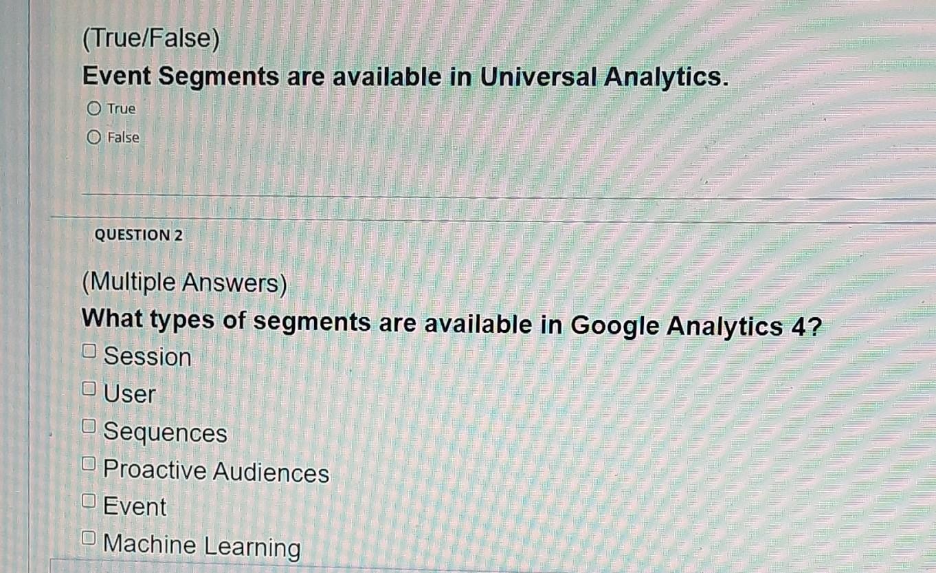 Solved (True/False) Event Segments are available in | Chegg.com