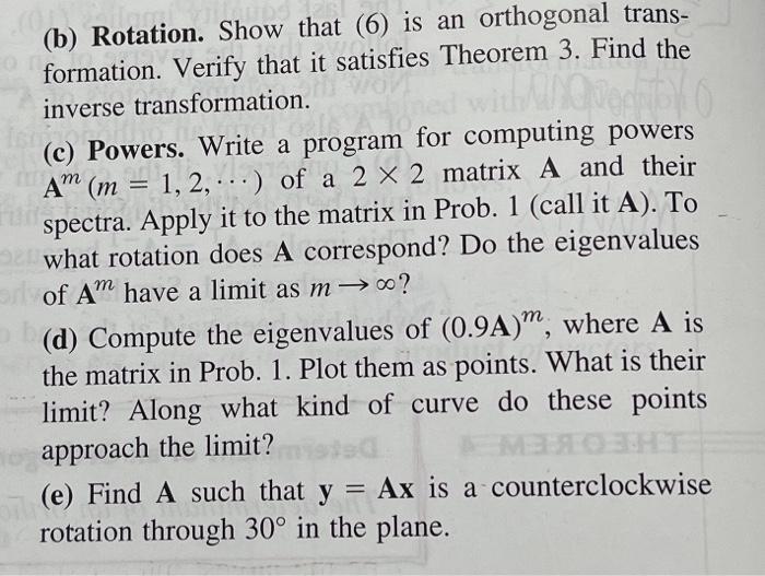 Solved 2. CAS EXPERIMENT. Orthogonal Matrices. (a) Products. | Chegg.com