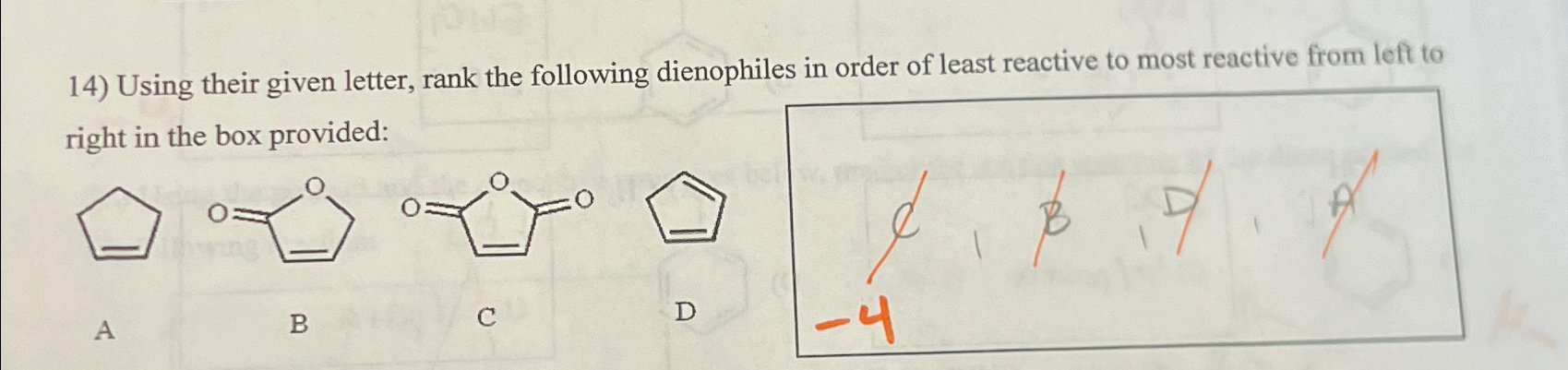 Solved Using their given letter, rank the following | Chegg.com