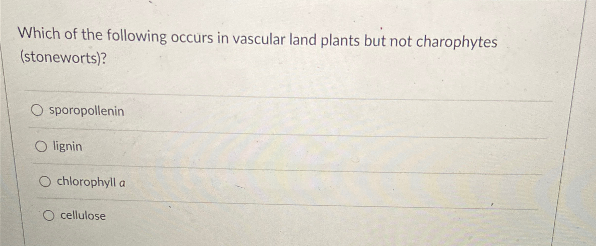 Solved Which of the following occurs in vascular land plants | Chegg.com
