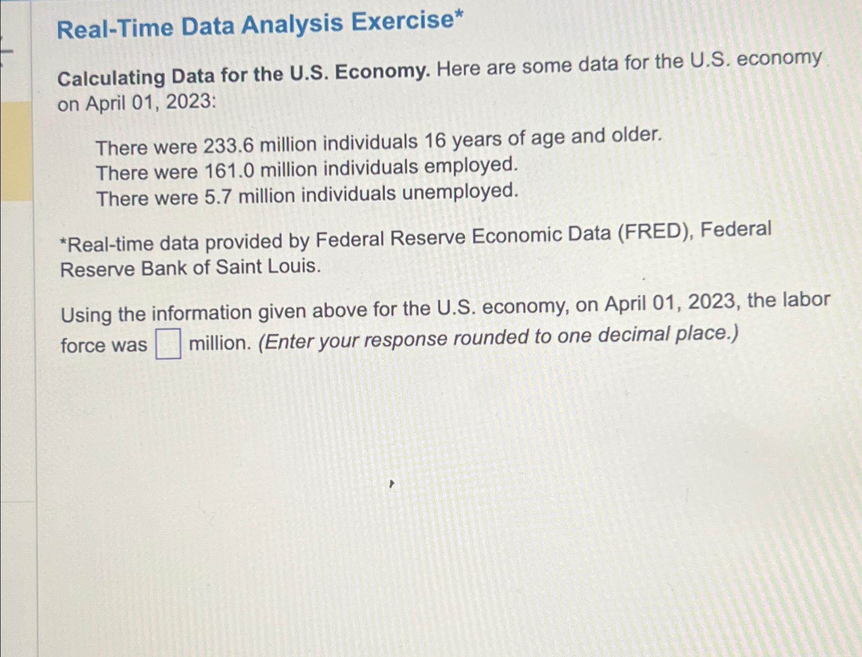 Solved Real-Time Data Analysis Exercise*Calculating Data for | Chegg.com