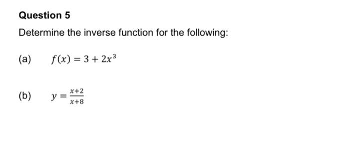Solved Determine the inverse function for the following: (a) | Chegg.com