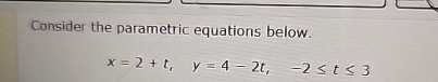 Solved Consider the parametric equations | Chegg.com