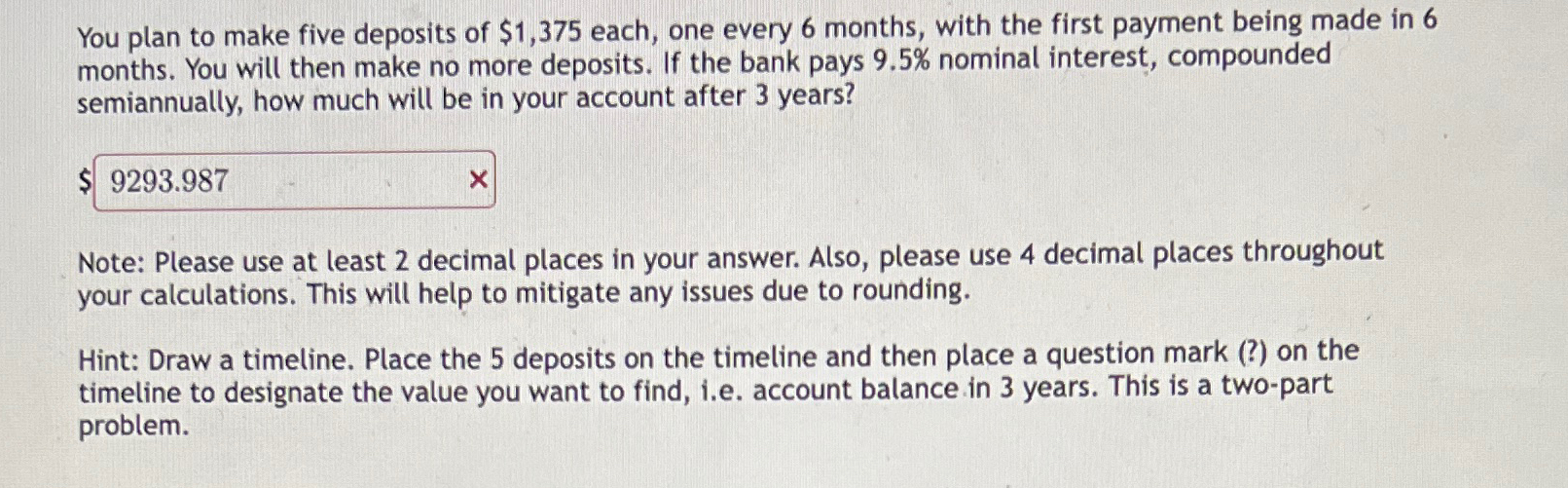 Solved You plan to make five deposits of $1,375 ﻿each, one | Chegg.com