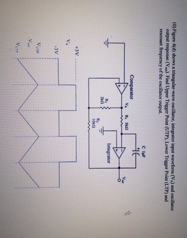 Solved 10) Figure 4(d) shows a triangular-wave oscillator, | Chegg.com