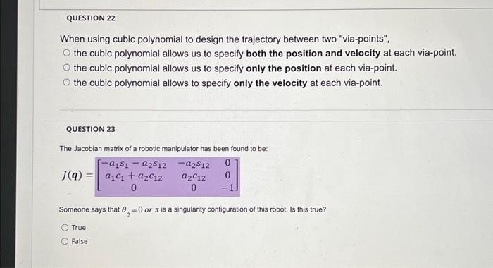 Solved When using cubic polynomial to design the trajectory | Chegg.com