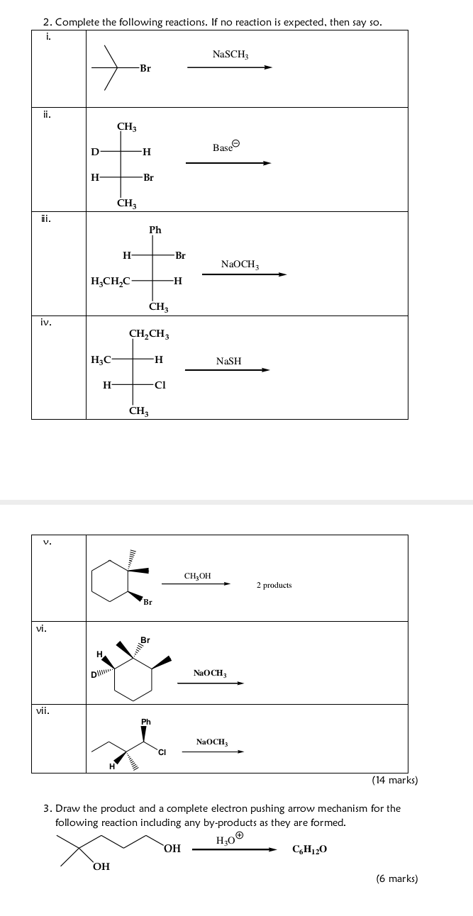 Solved Complete the following reactions. If no reaction is | Chegg.com