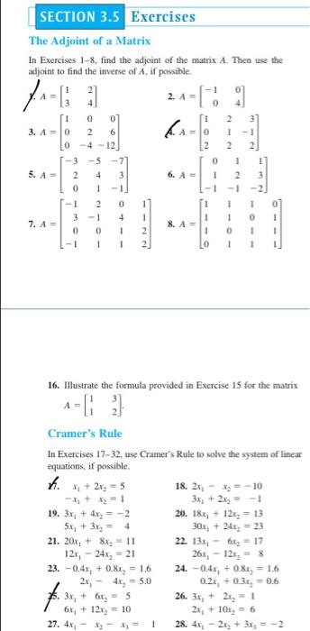 Solved SECTION 3.5 Exercises The Adjoint of a Matrix In | Chegg.com