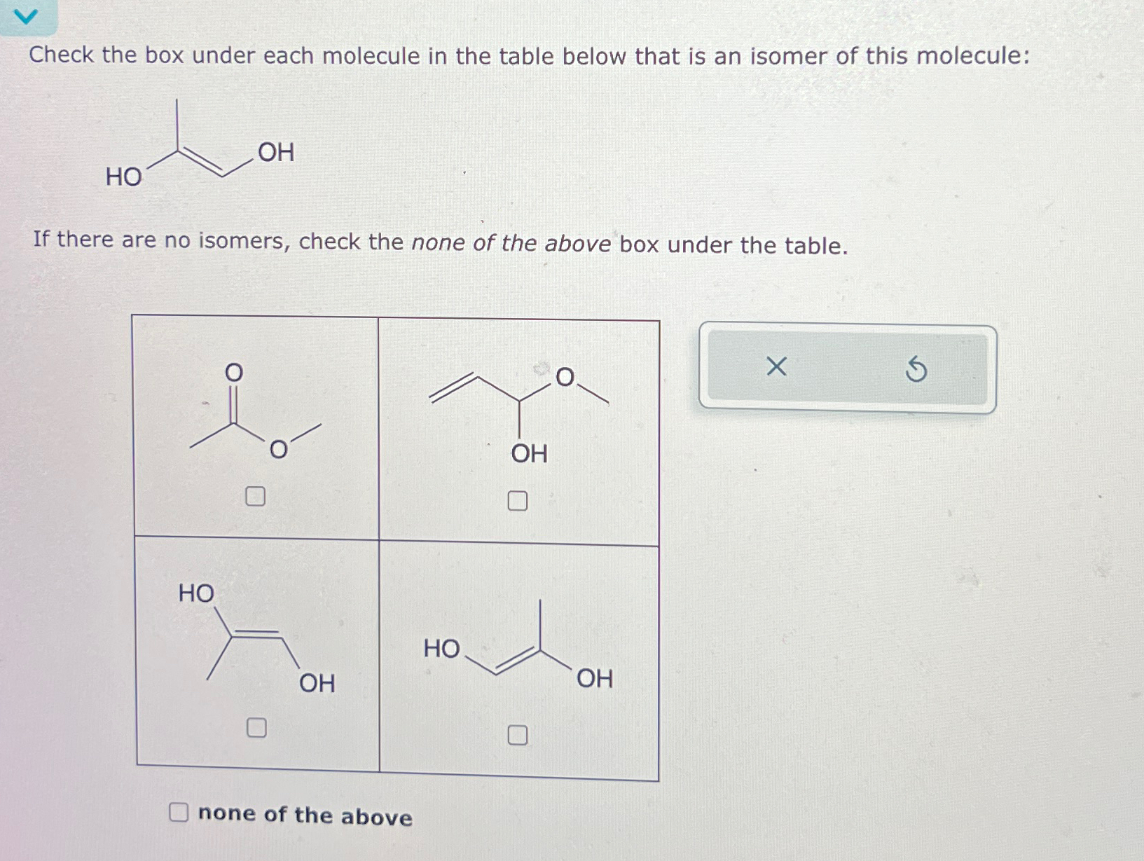 Solved Check the box under each molecule in the table below | Chegg.com