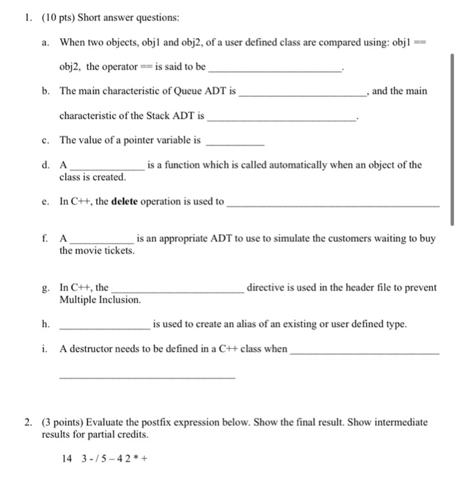 Solved 1. (10 pts) Short answer questions:a. When two | Chegg.com
