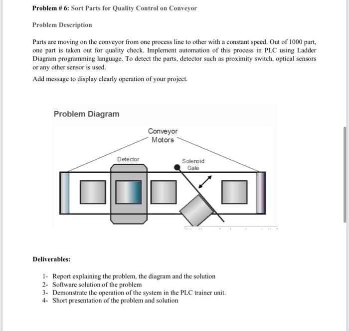Solved Problem #6: Sort Parts for Quality Control on | Chegg.com