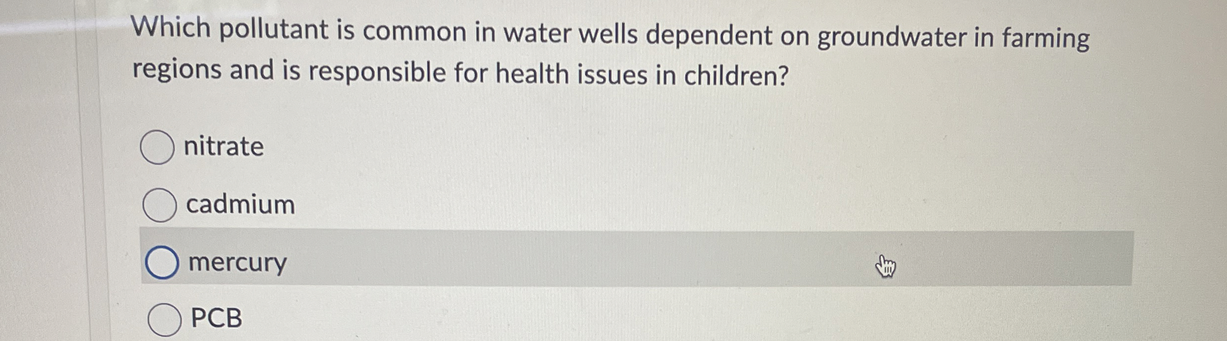 Solved Which pollutant is common in water wells dependent on | Chegg.com