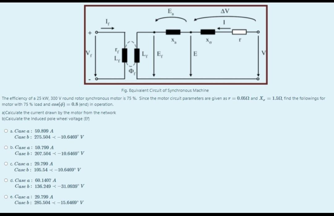 Solved AV L, E E D Fig. Equivalent Circuit of Synchronous | Chegg.com