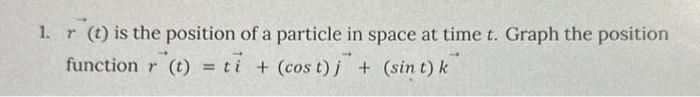 Solved 1. r(t) is the position of a particle in space at | Chegg.com