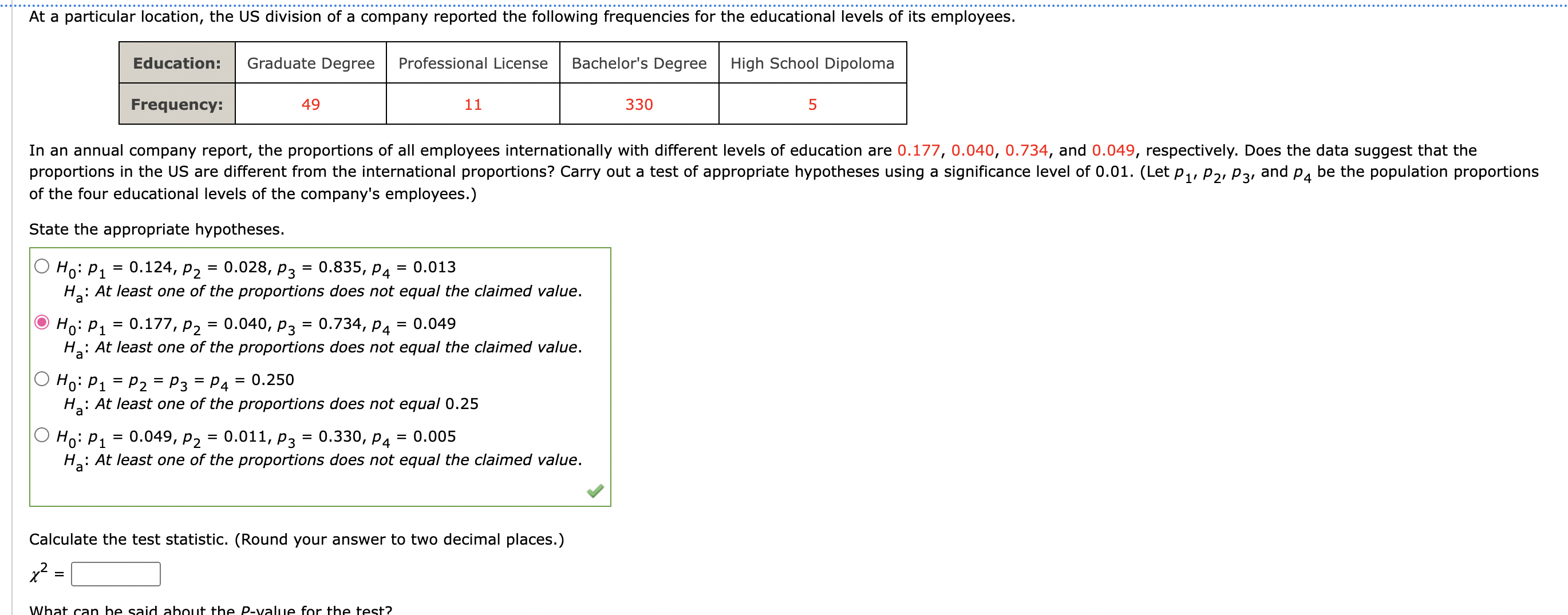 Calculate The Test Statistic Round Your Answer To